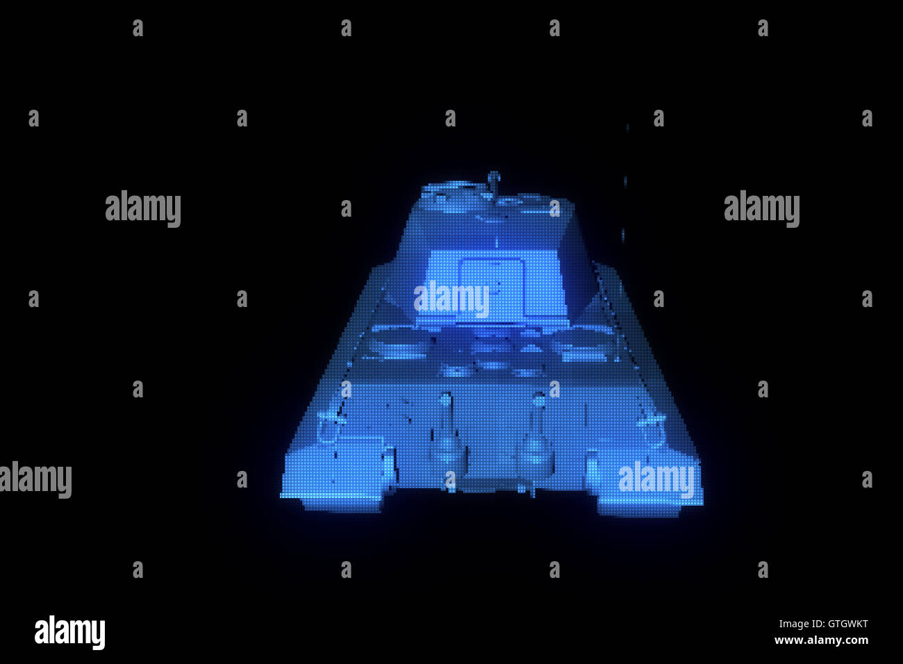 3D Tank Hologram Wireframe in Motion. Nice 3D Rendering Stock Photo - Alamy