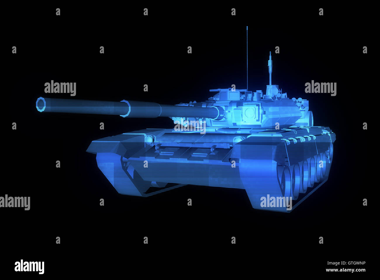 3D Tank Hologram Wireframe in Motion. Nice 3D Rendering Stock Photo - Alamy