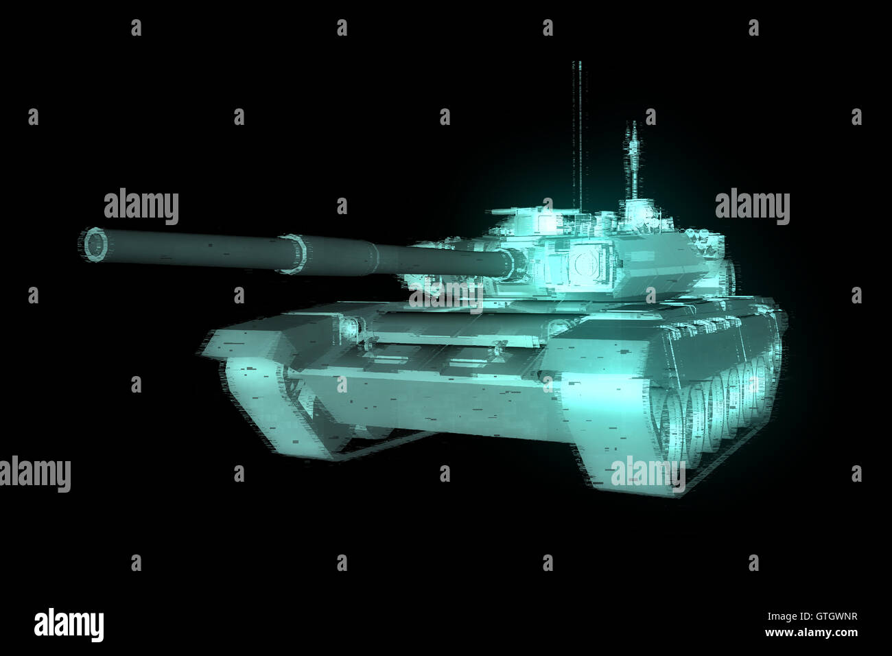 3D Tank Hologram Wireframe in Motion. Nice 3D Rendering Stock Photo - Alamy