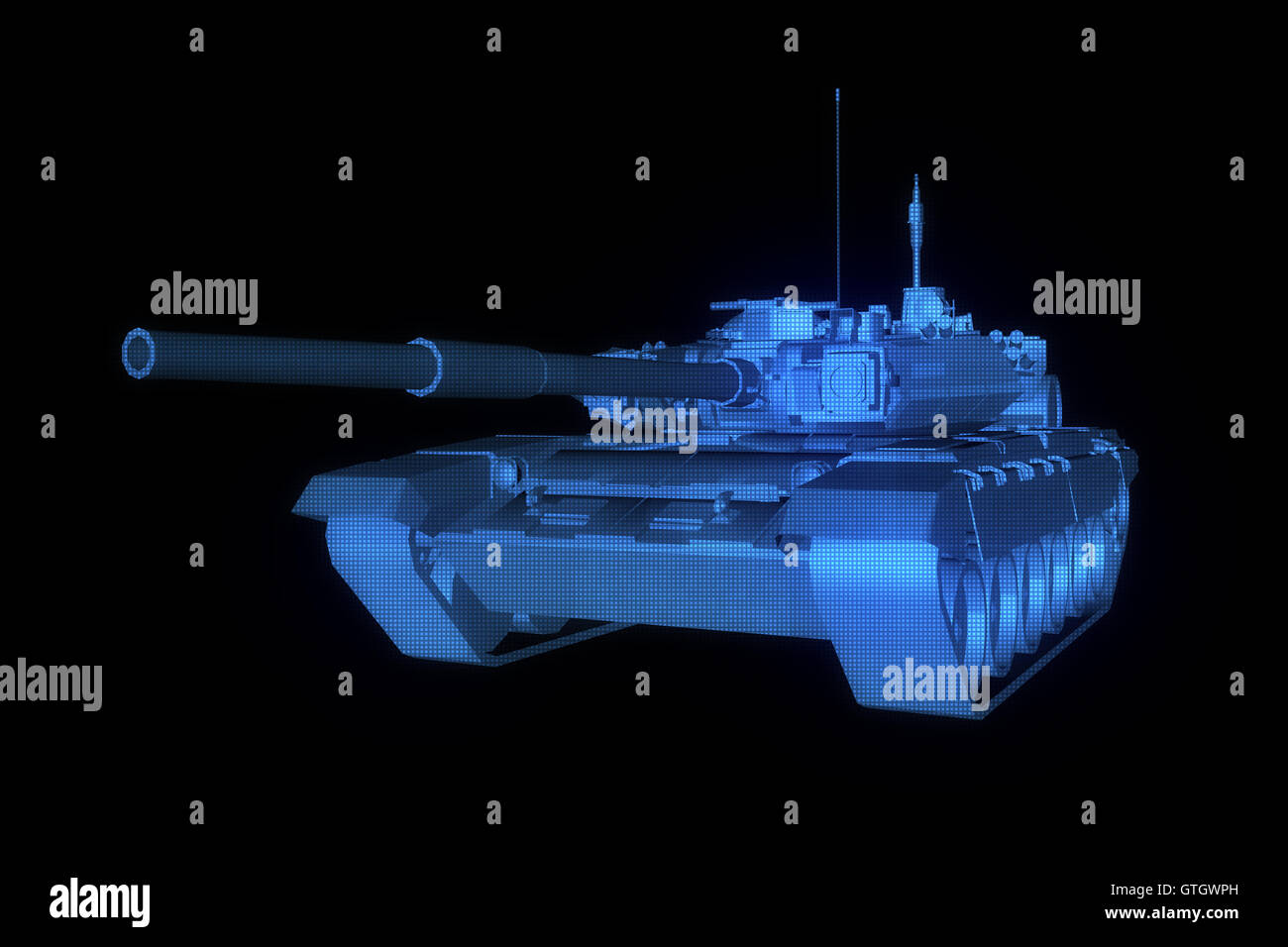 3D Tank Hologram Wireframe in Motion. Nice 3D Rendering Stock Photo - Alamy