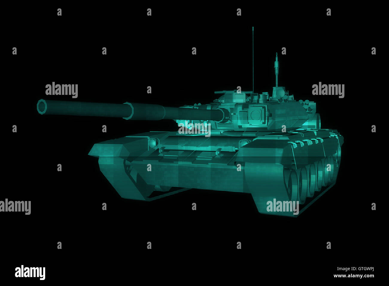 3D Tank Hologram Wireframe in Motion. Nice 3D Rendering Stock Photo - Alamy