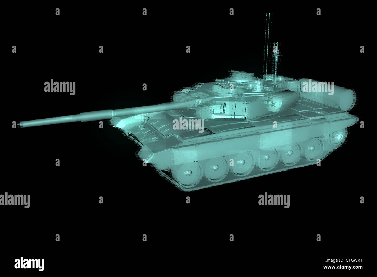 3D Tank Hologram Wireframe in Motion. Nice 3D Rendering Stock Photo - Alamy