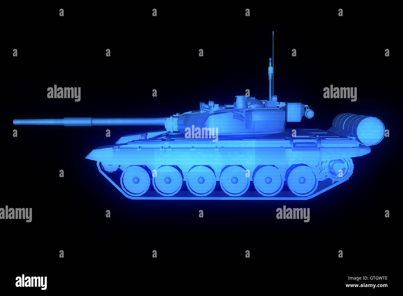 3D Tank Hologram Wireframe in Motion. Nice 3D Rendering Stock Photo - Alamy