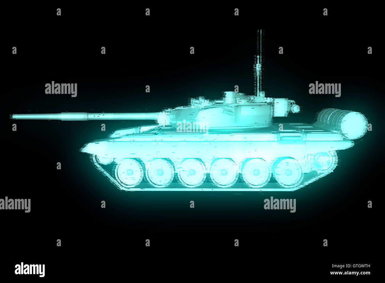 3D Tank Hologram Wireframe in Motion. Nice 3D Rendering Stock Photo - Alamy