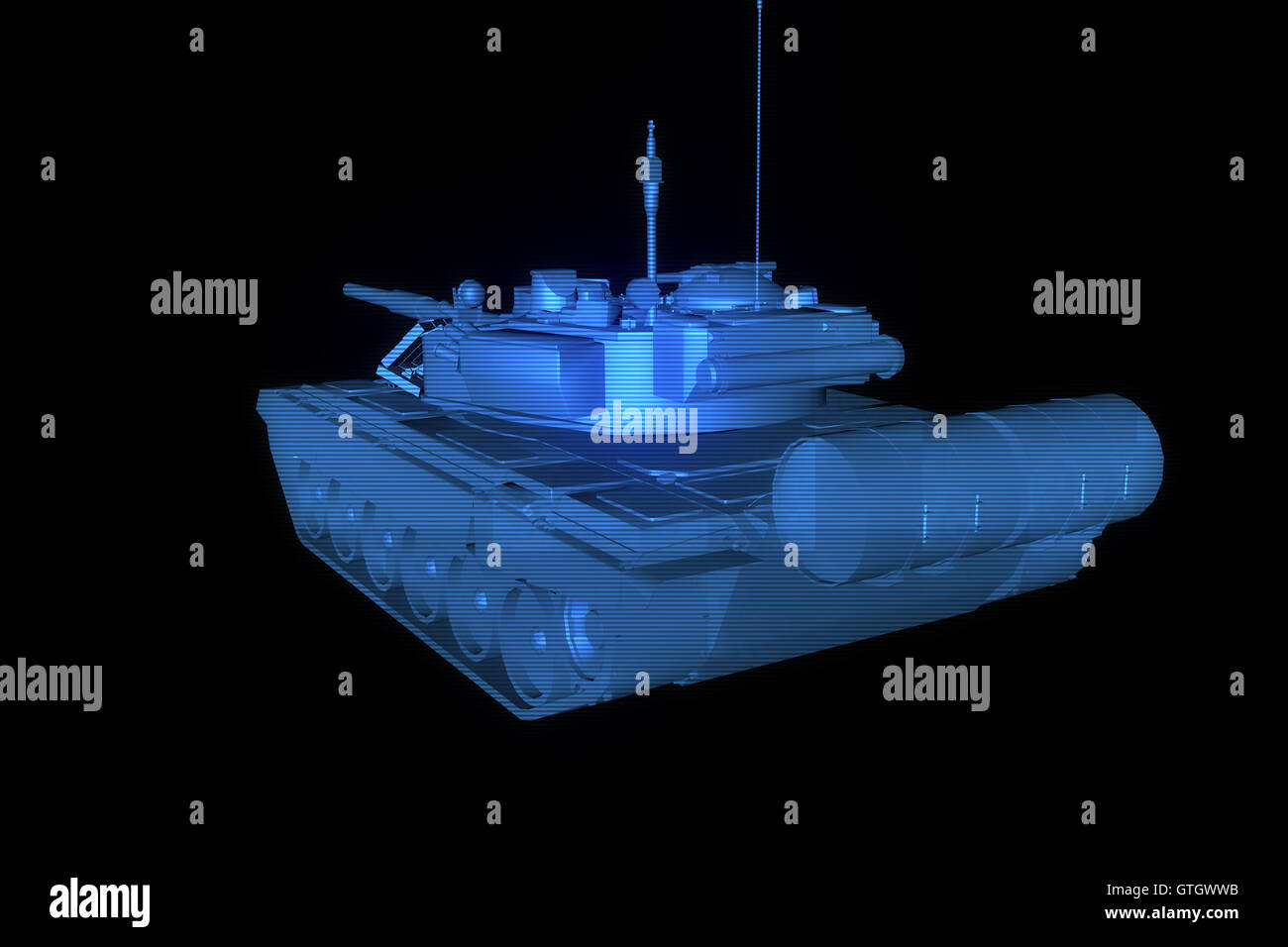 3D Tank Hologram Wireframe in Motion. Nice 3D Rendering Stock Photo - Alamy