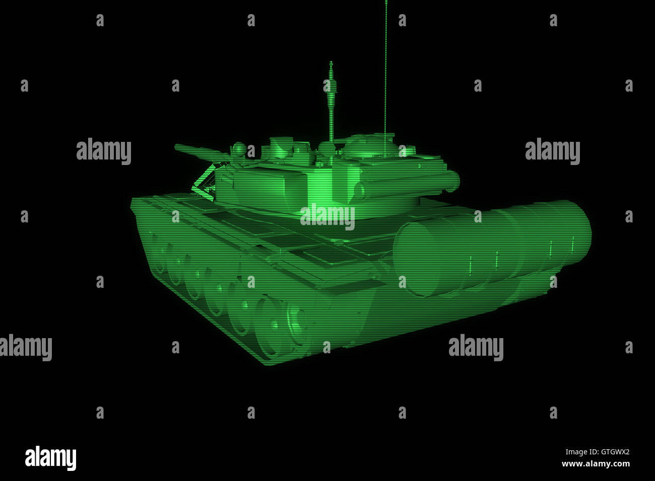 3D Tank Hologram Wireframe in Motion. Nice 3D Rendering Stock Photo - Alamy
