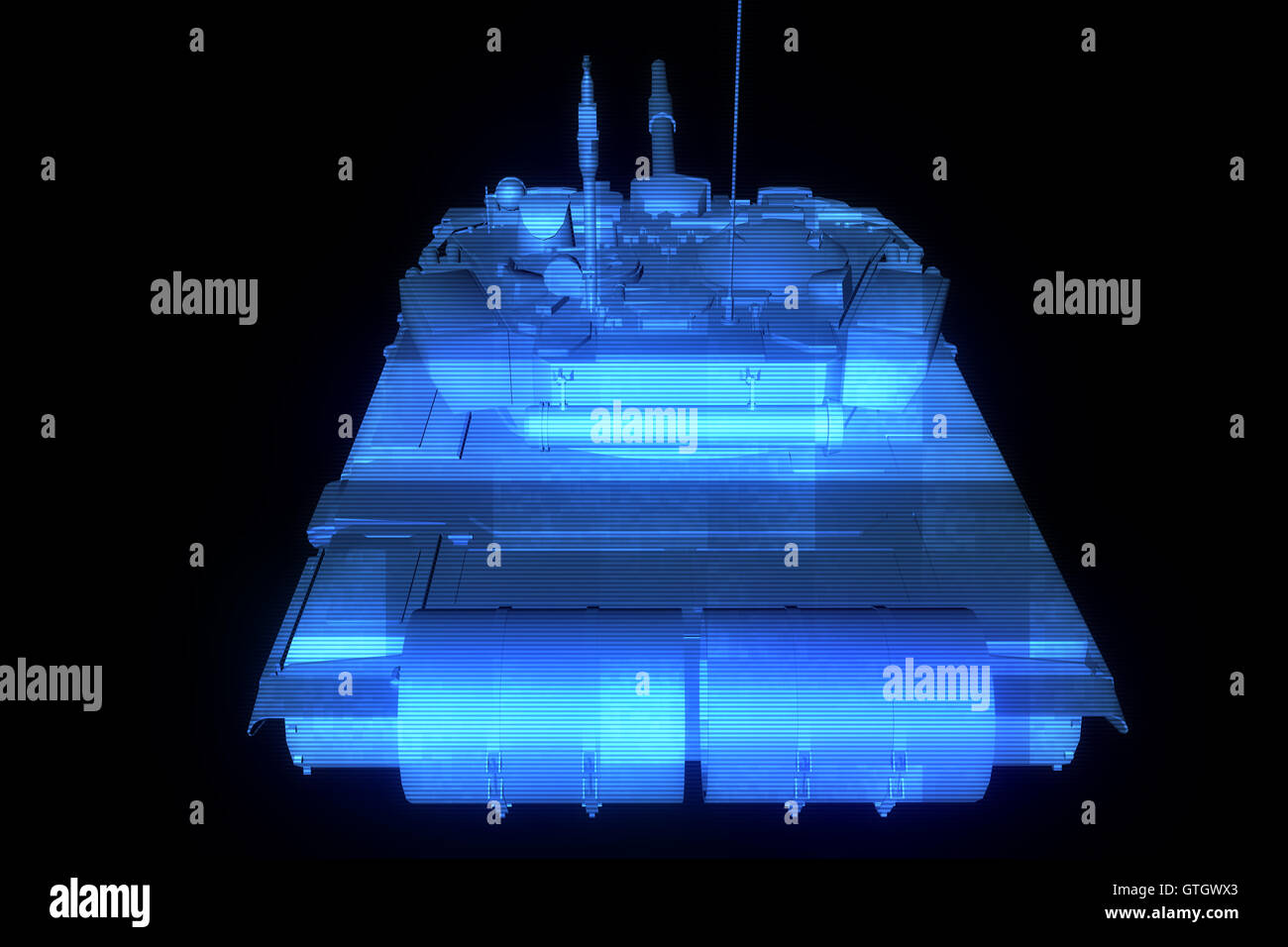 3D Tank Hologram Wireframe in Motion. Nice 3D Rendering Stock Photo - Alamy