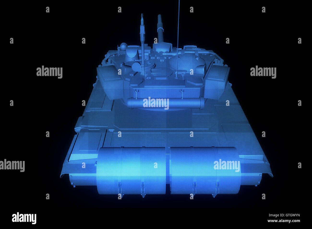 3D Tank Hologram Wireframe in Motion. Nice 3D Rendering Stock Photo - Alamy