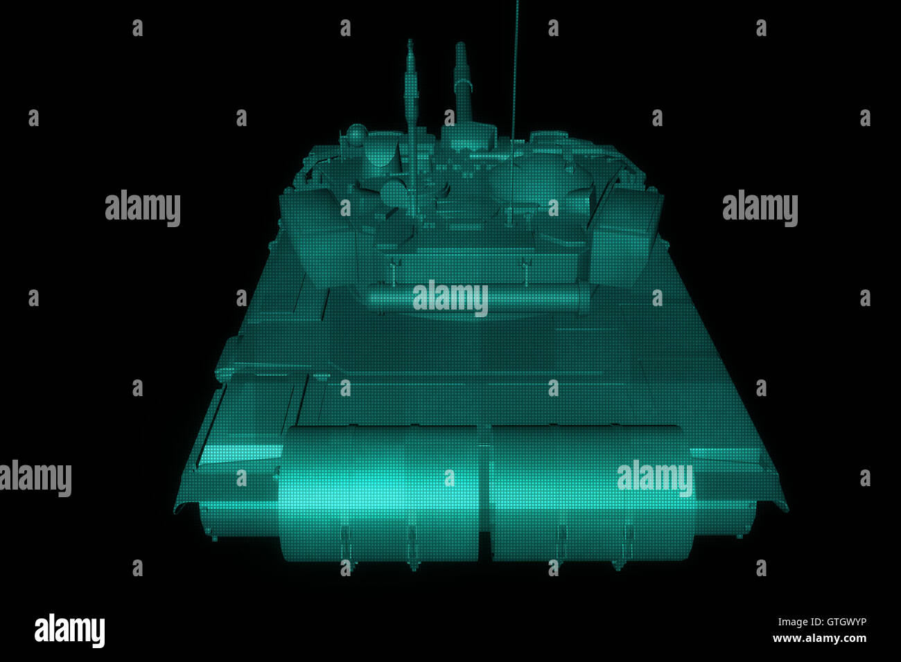 3D Tank Hologram Wireframe in Motion. Nice 3D Rendering Stock Photo - Alamy
