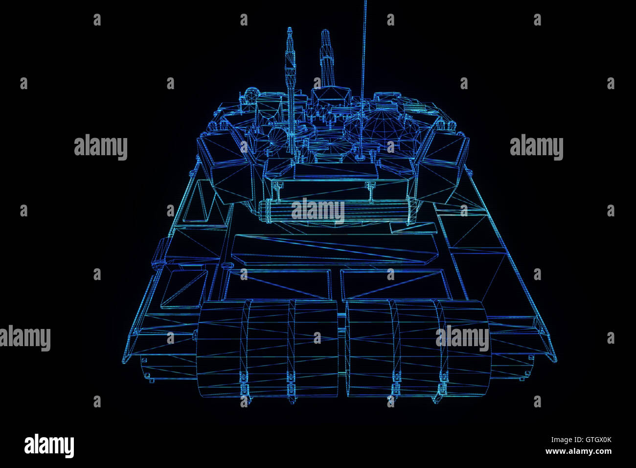 3D Tank Hologram Wireframe in Motion. Nice 3D Rendering Stock Photo - Alamy