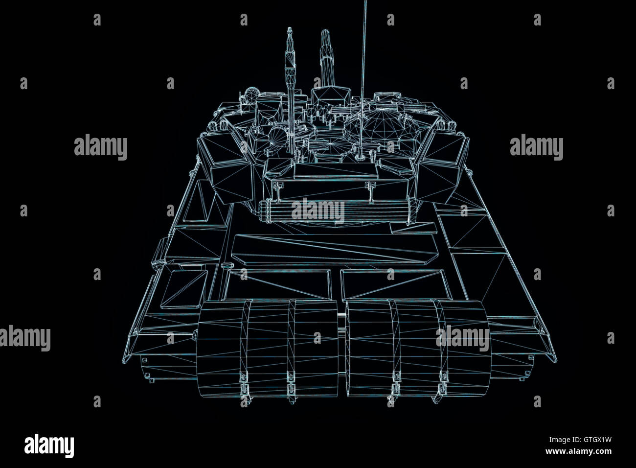 3D Tank Hologram Wireframe in Motion. Nice 3D Rendering Stock Photo - Alamy