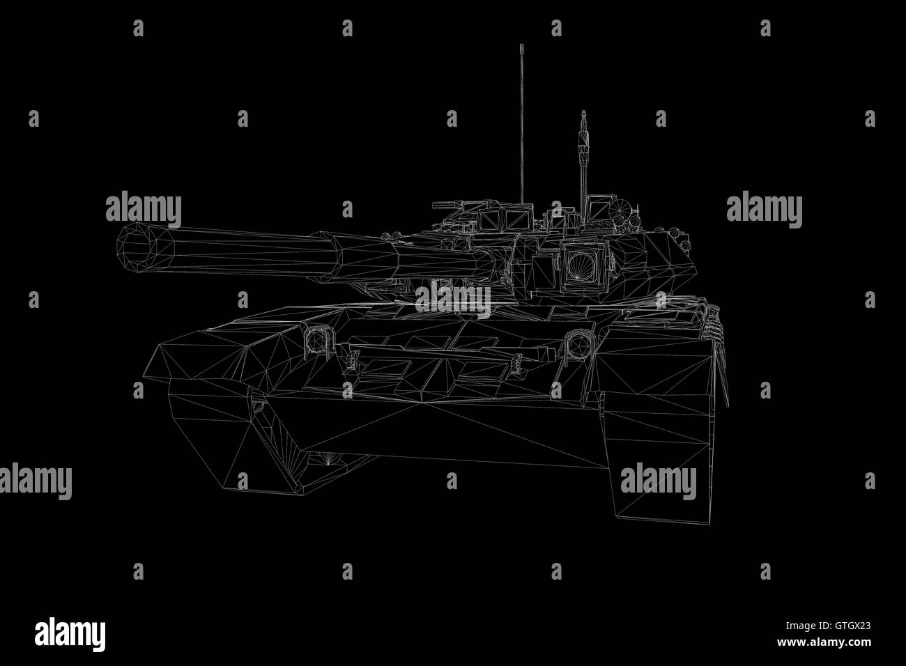 3D Tank Hologram Wireframe in Motion. Nice 3D Rendering Stock Photo - Alamy