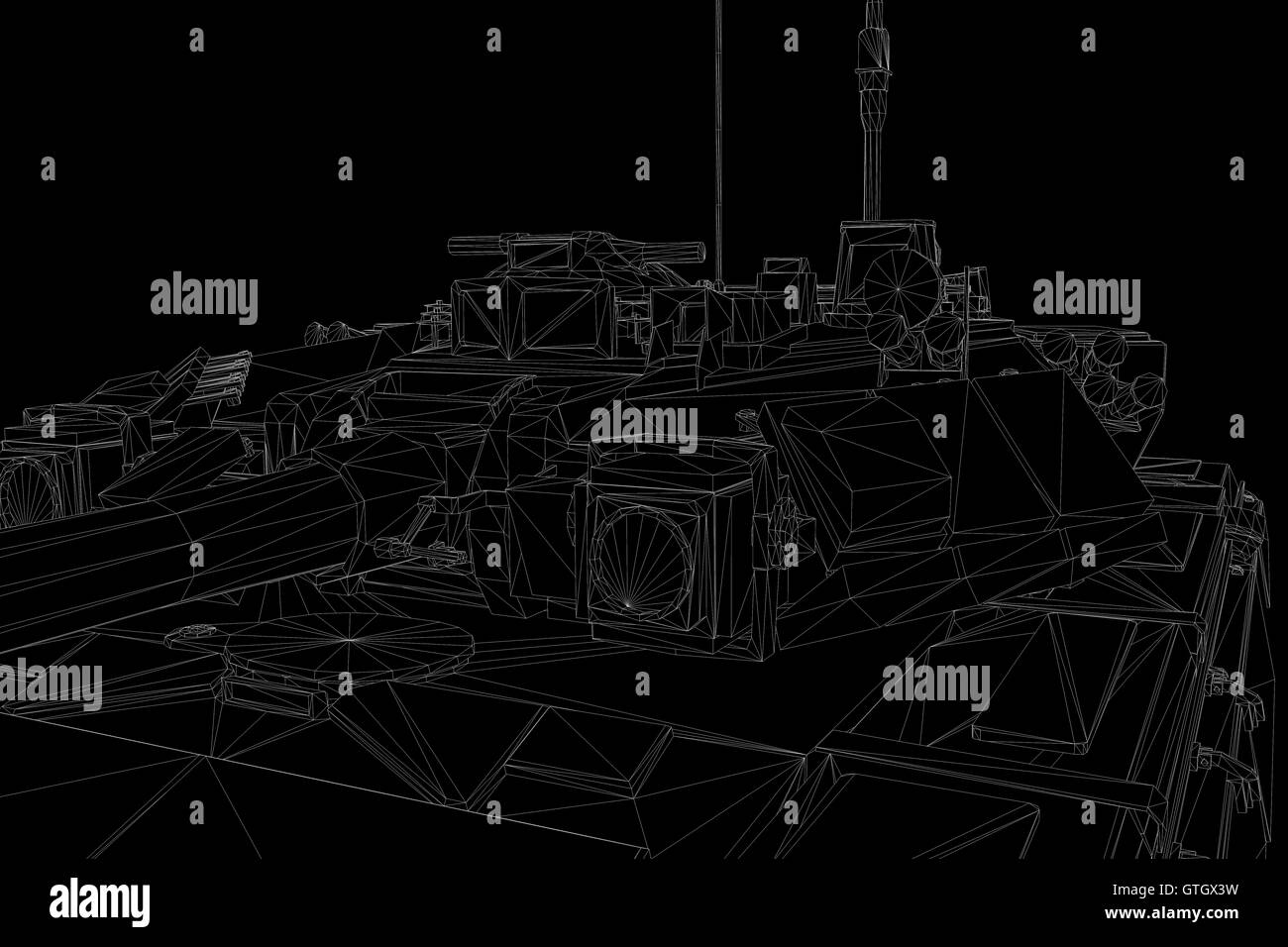 3D Tank Hologram Wireframe in Motion. Nice 3D Rendering Stock Photo - Alamy