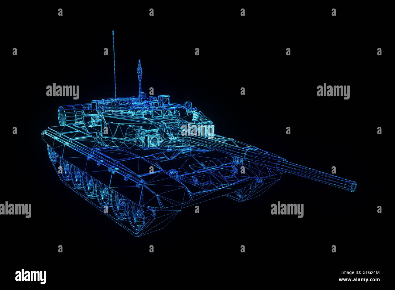 3D Tank Hologram Wireframe in Motion. Nice 3D Rendering Stock Photo - Alamy