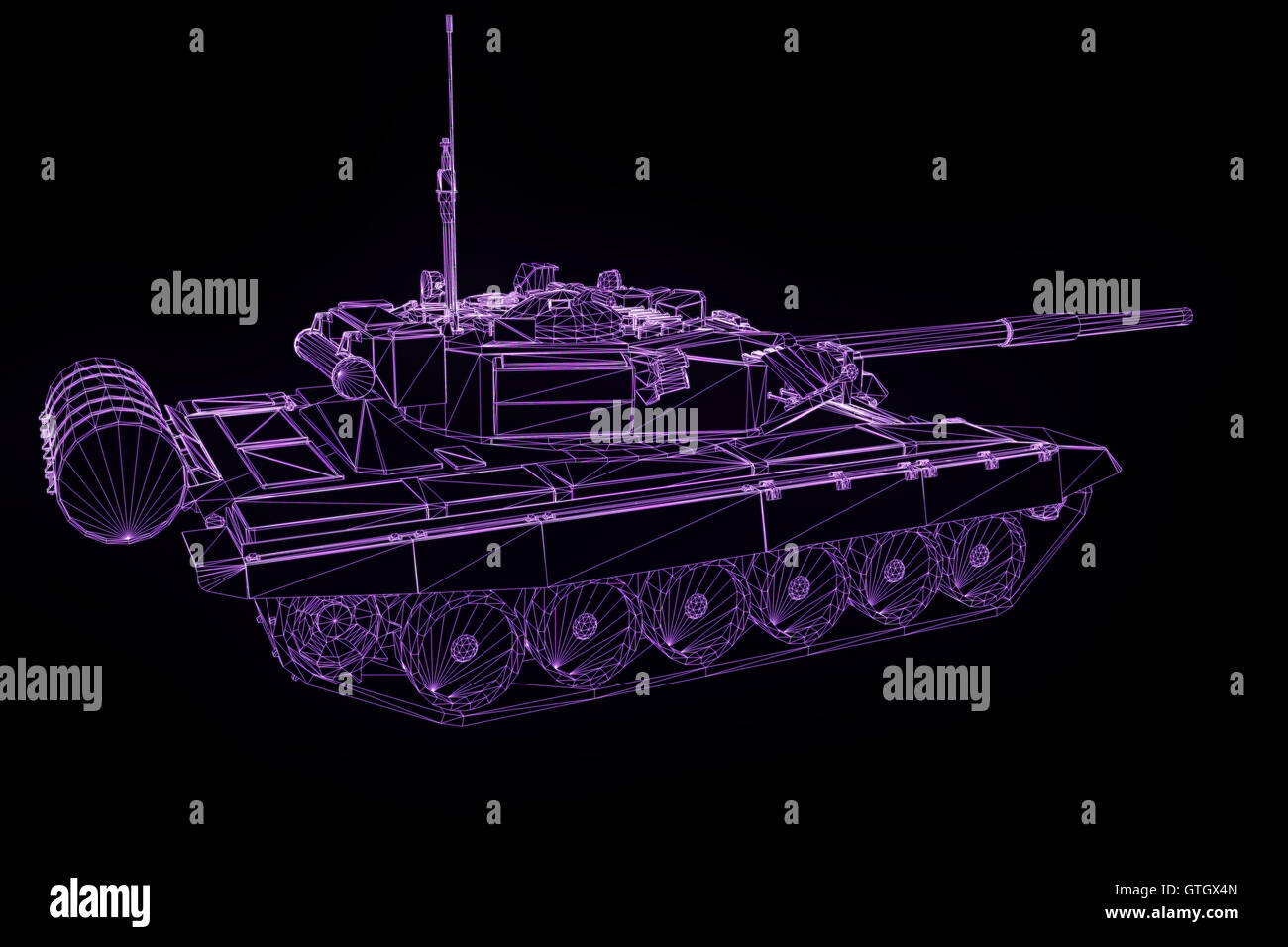3D Tank Hologram Wireframe in Motion. Nice 3D Rendering Stock Photo - Alamy