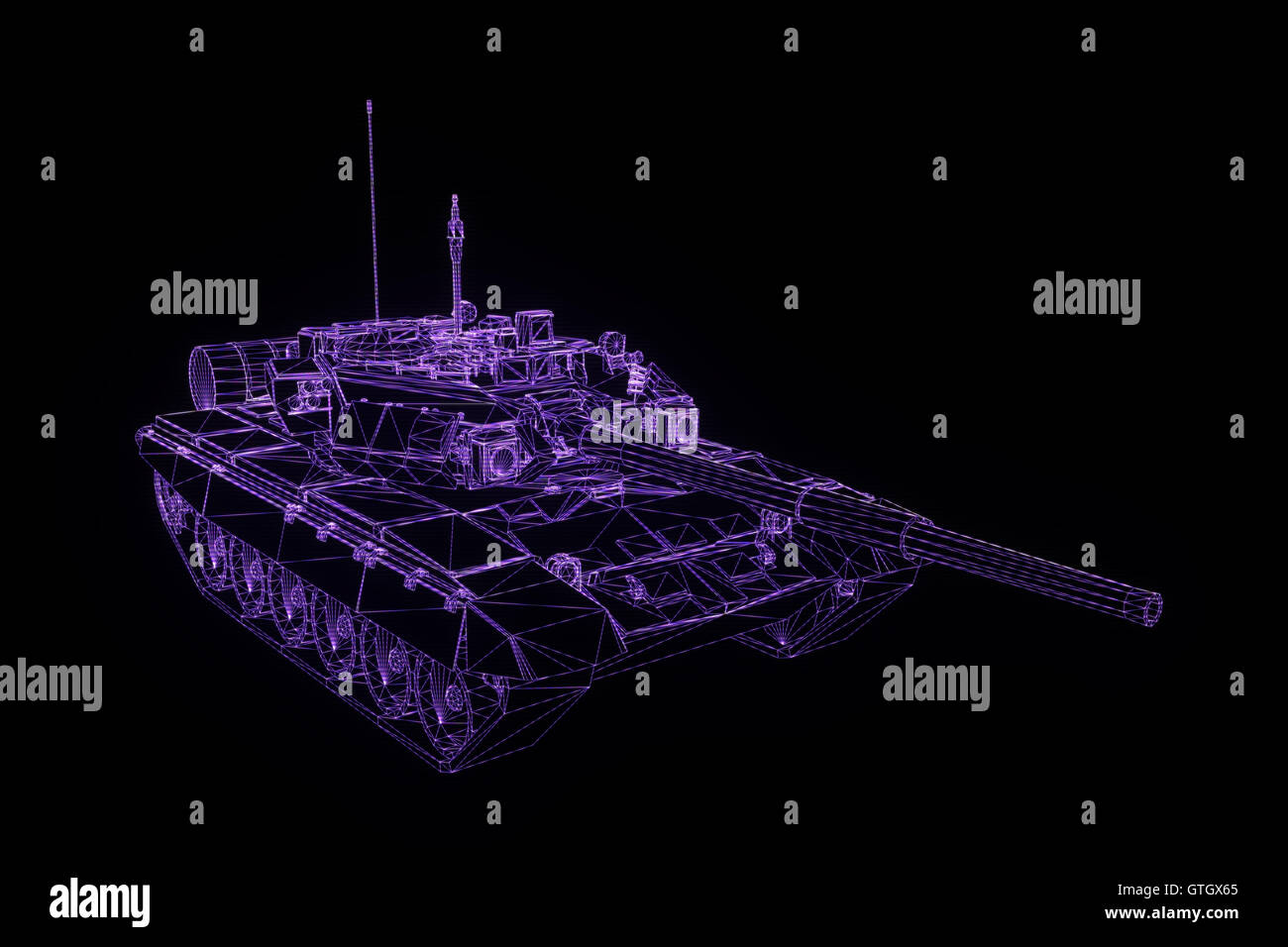 3D Tank Hologram Wireframe in Motion. Nice 3D Rendering Stock Photo - Alamy