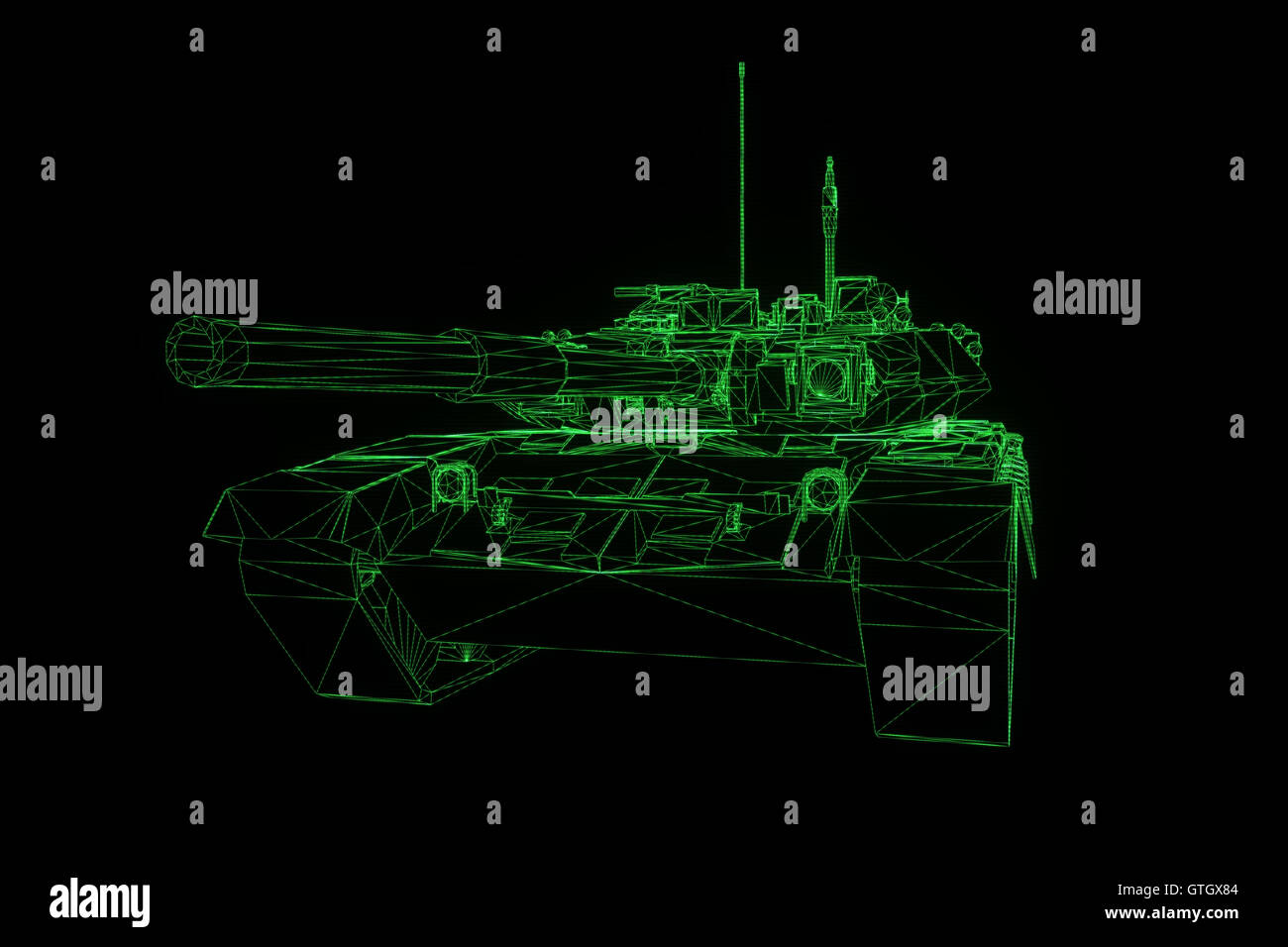 3D Tank Hologram Wireframe in Motion. Nice 3D Rendering Stock Photo - Alamy