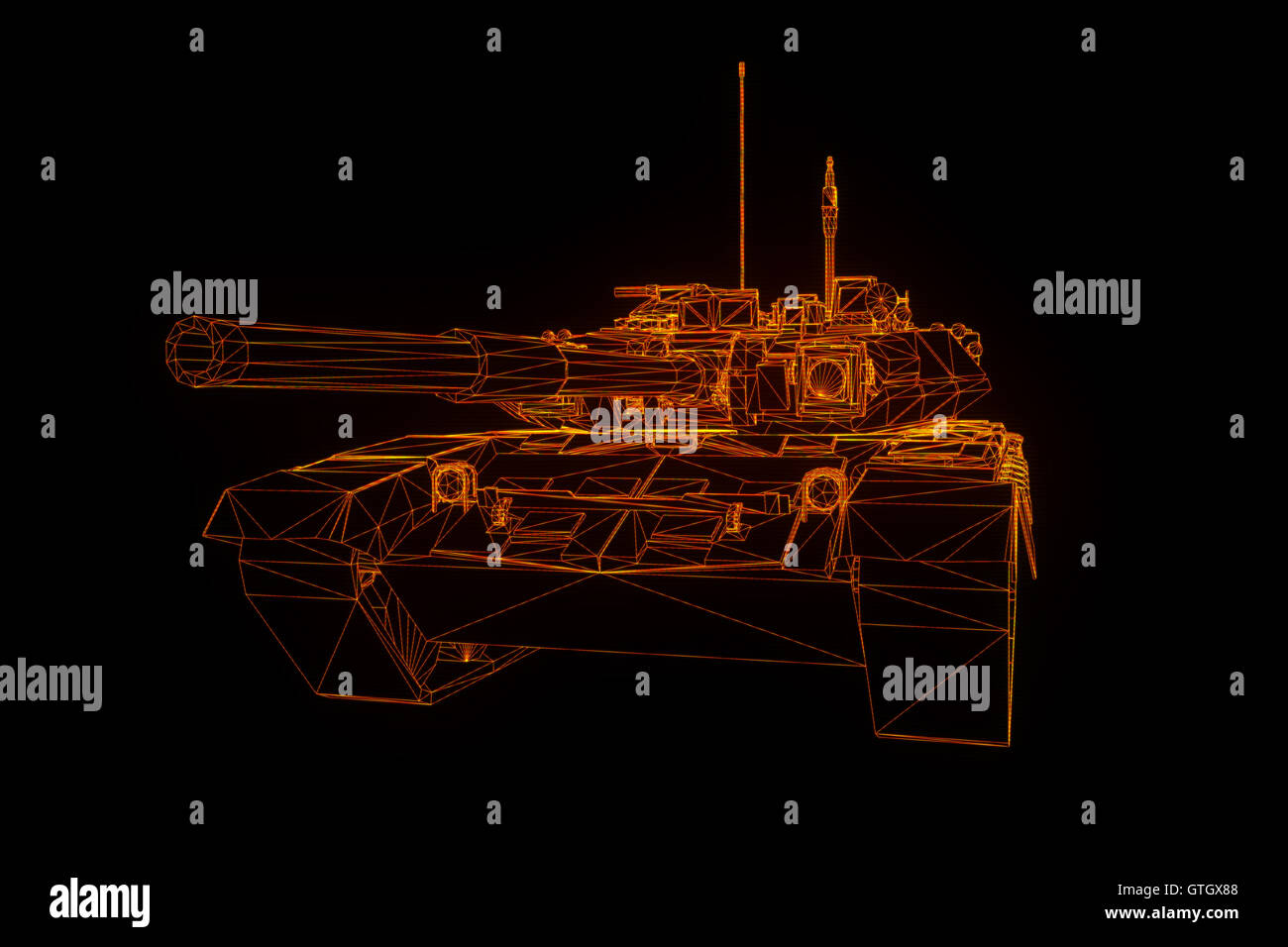 3D Tank Hologram Wireframe in Motion. Nice 3D Rendering Stock Photo - Alamy