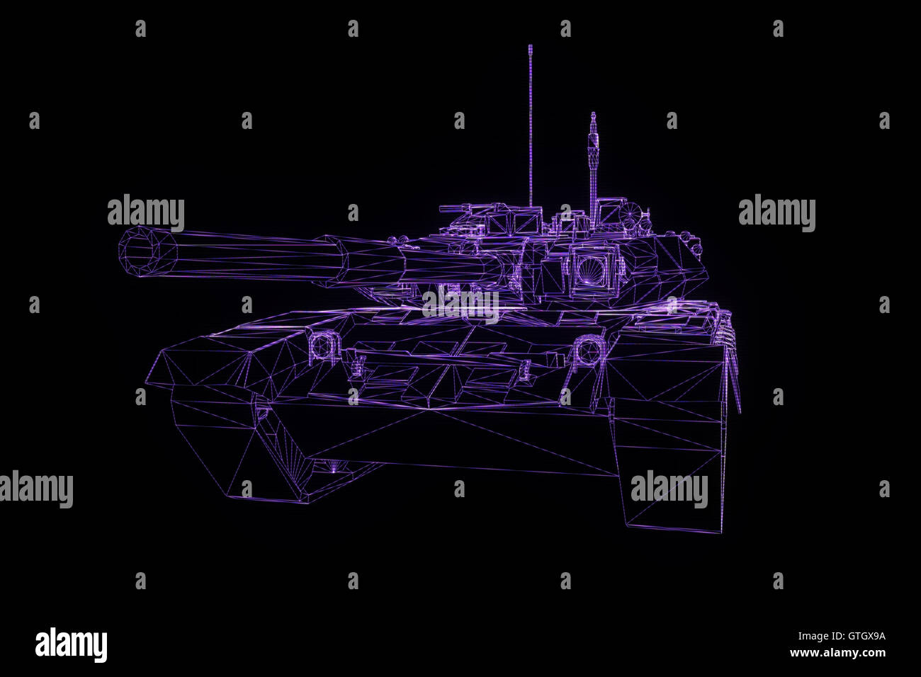 3D Tank Hologram Wireframe in Motion. Nice 3D Rendering Stock Photo - Alamy