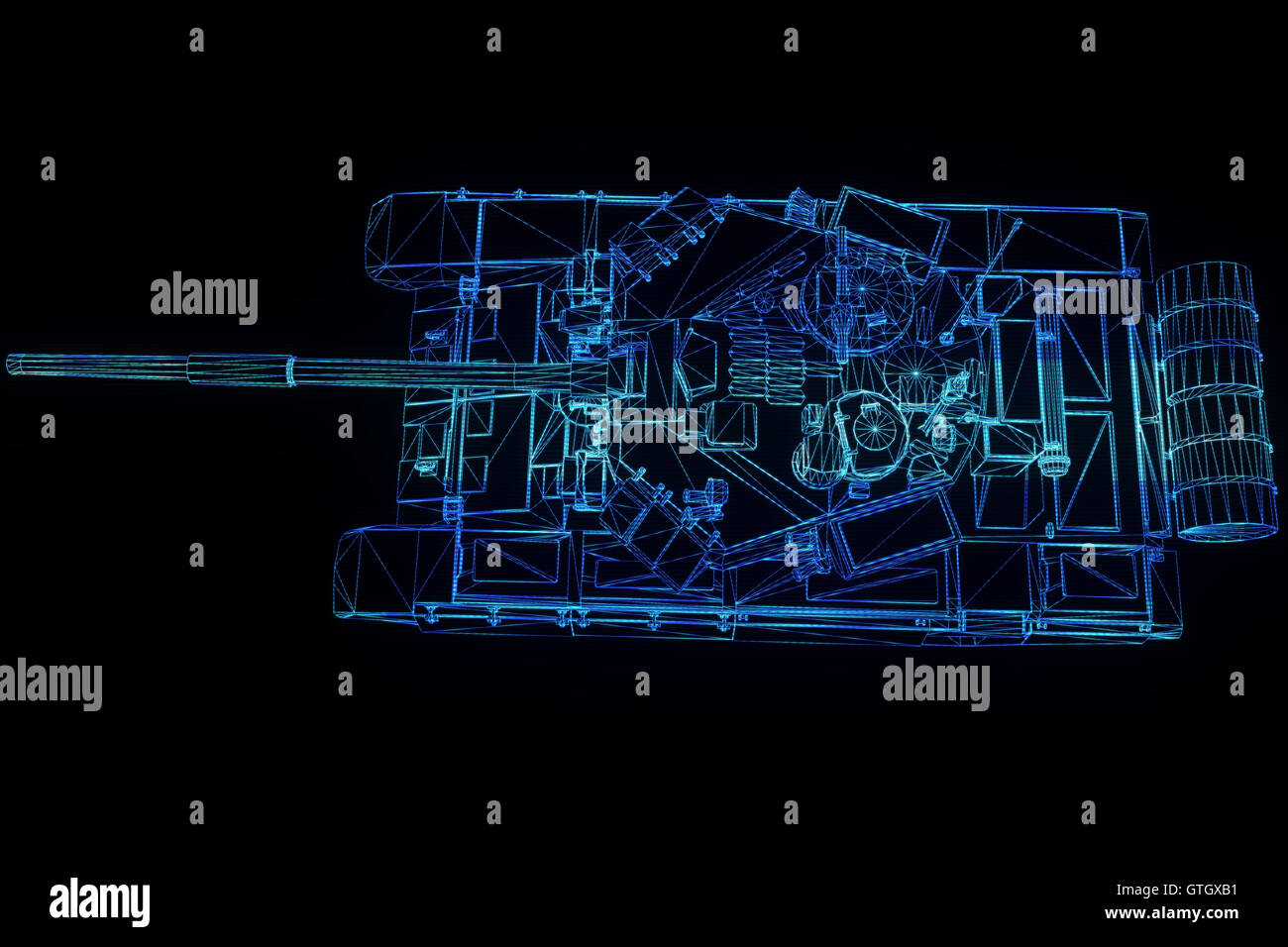 3D Tank Hologram Wireframe in Motion. Nice 3D Rendering Stock Photo - Alamy