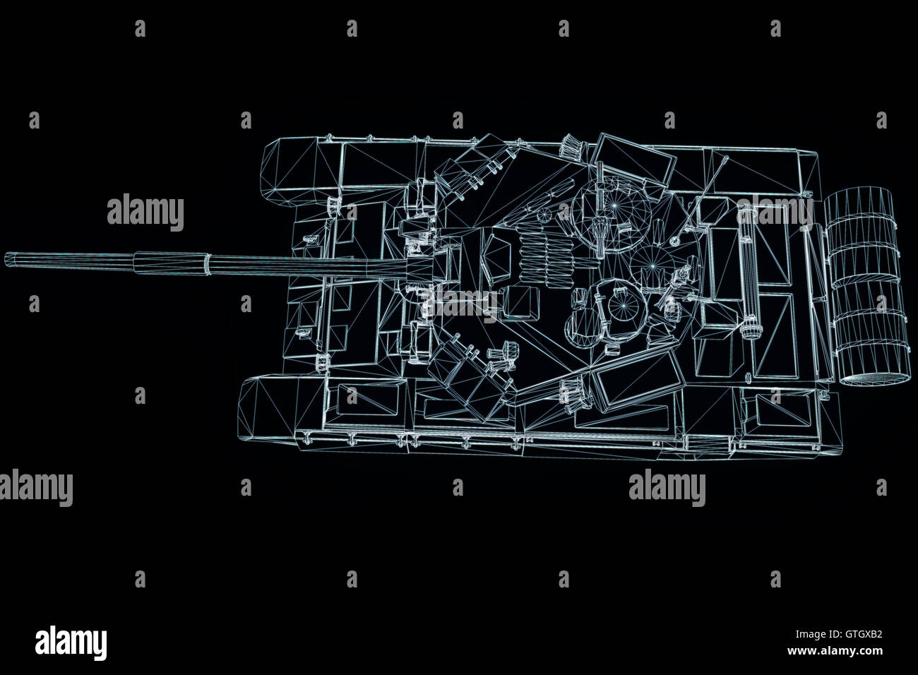 3D Tank Hologram Wireframe in Motion. Nice 3D Rendering Stock Photo - Alamy