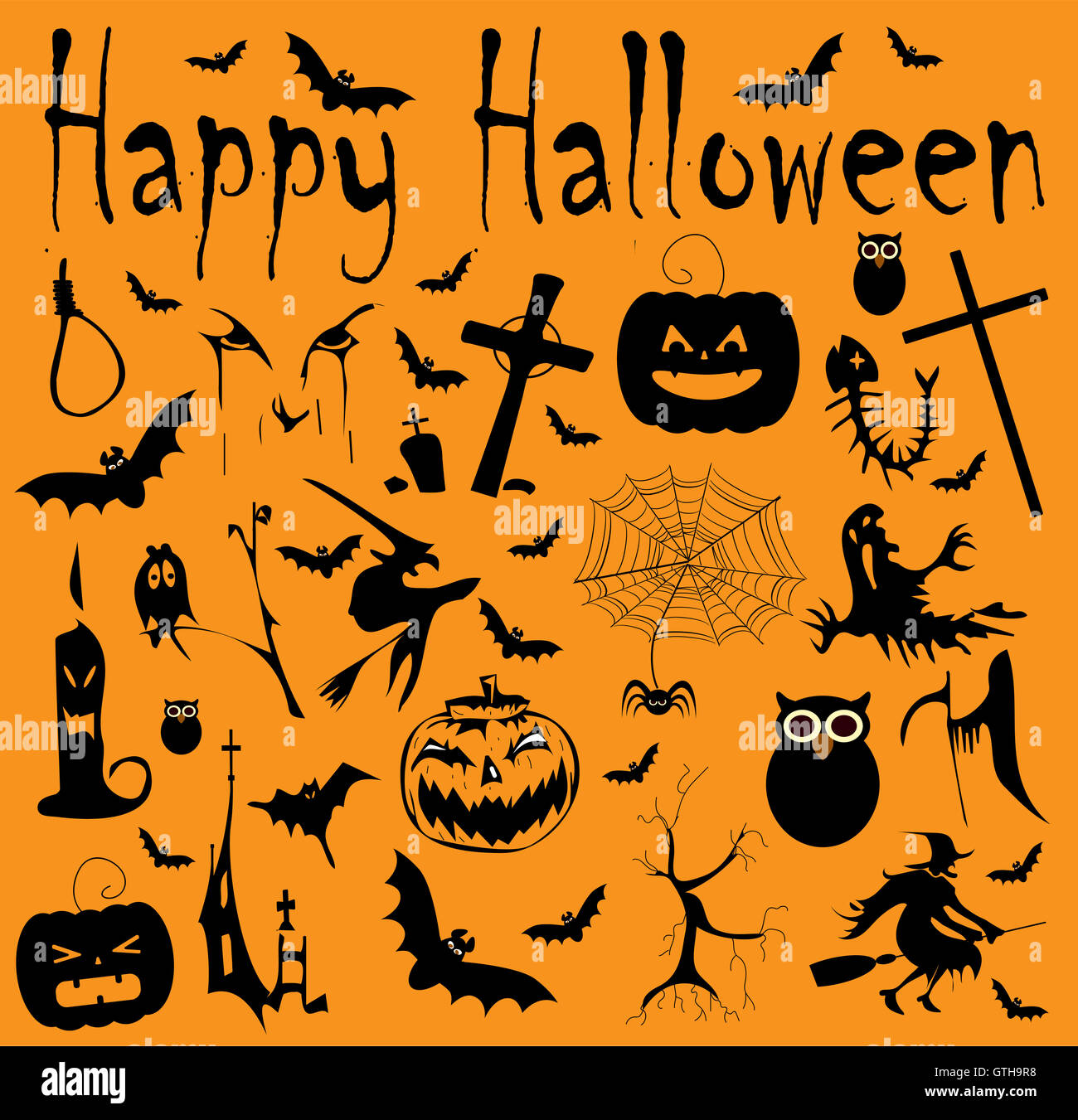 Happy Halloween icon set Stock Photo - Alamy