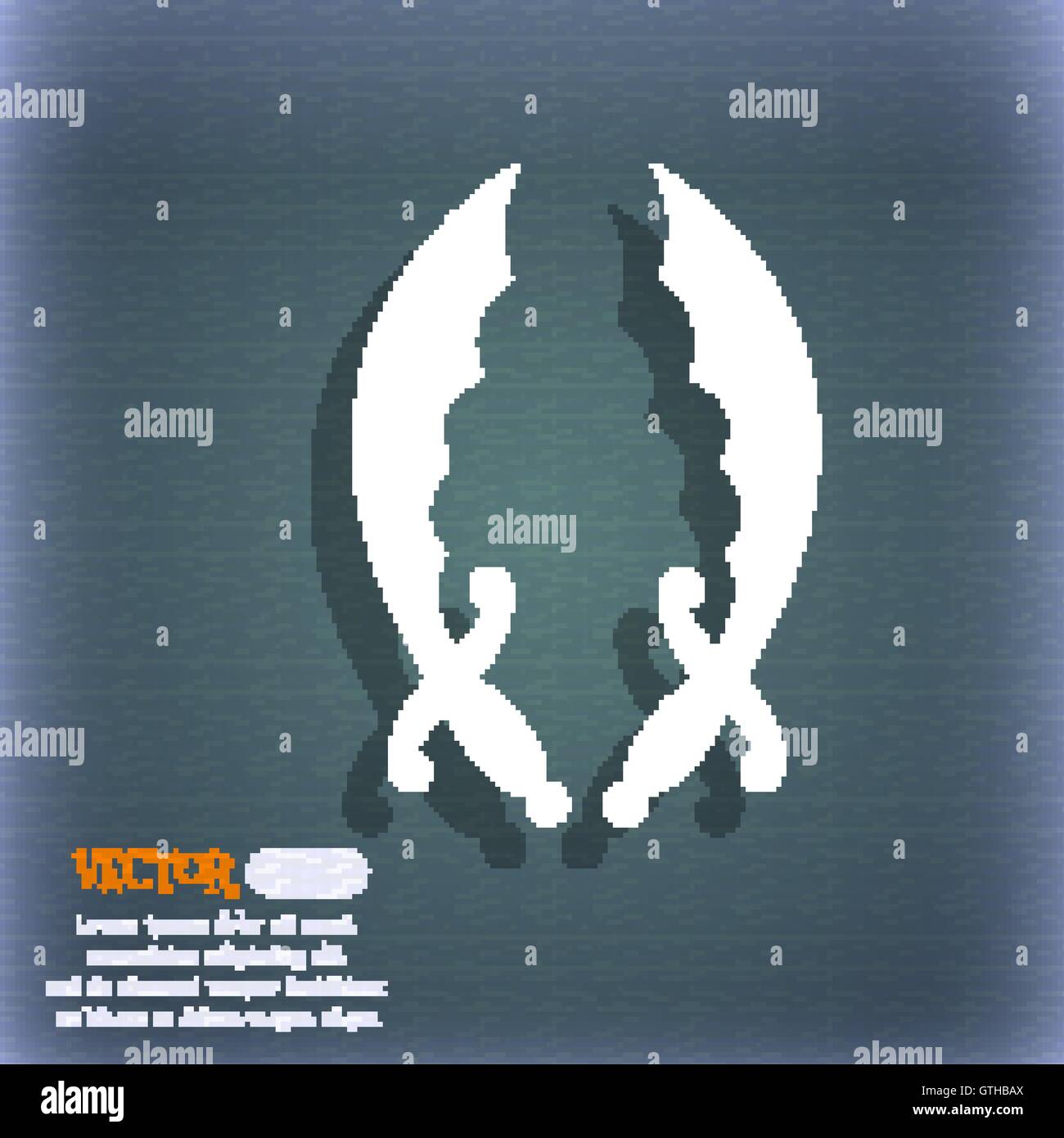 Saber icon. On the blue-green abstract background with shadow and space ...