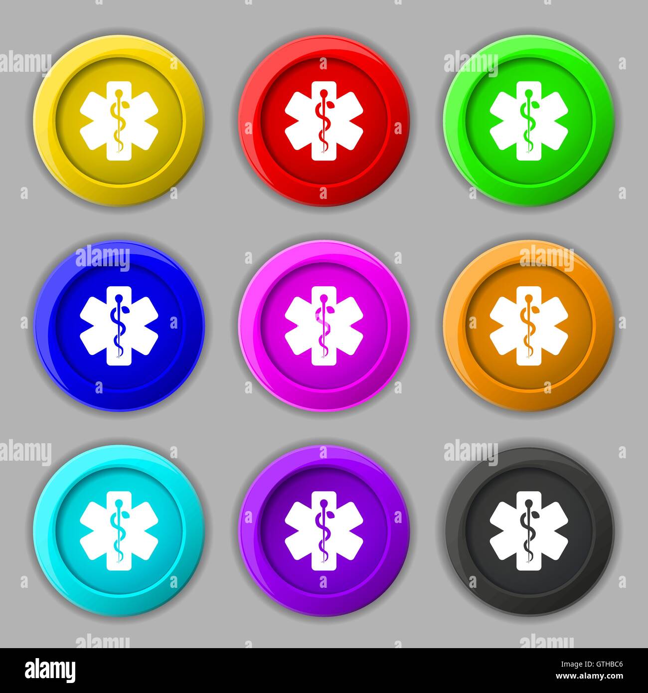 Medicine icon sign. symbol on nine round colourful buttons. Vector ...