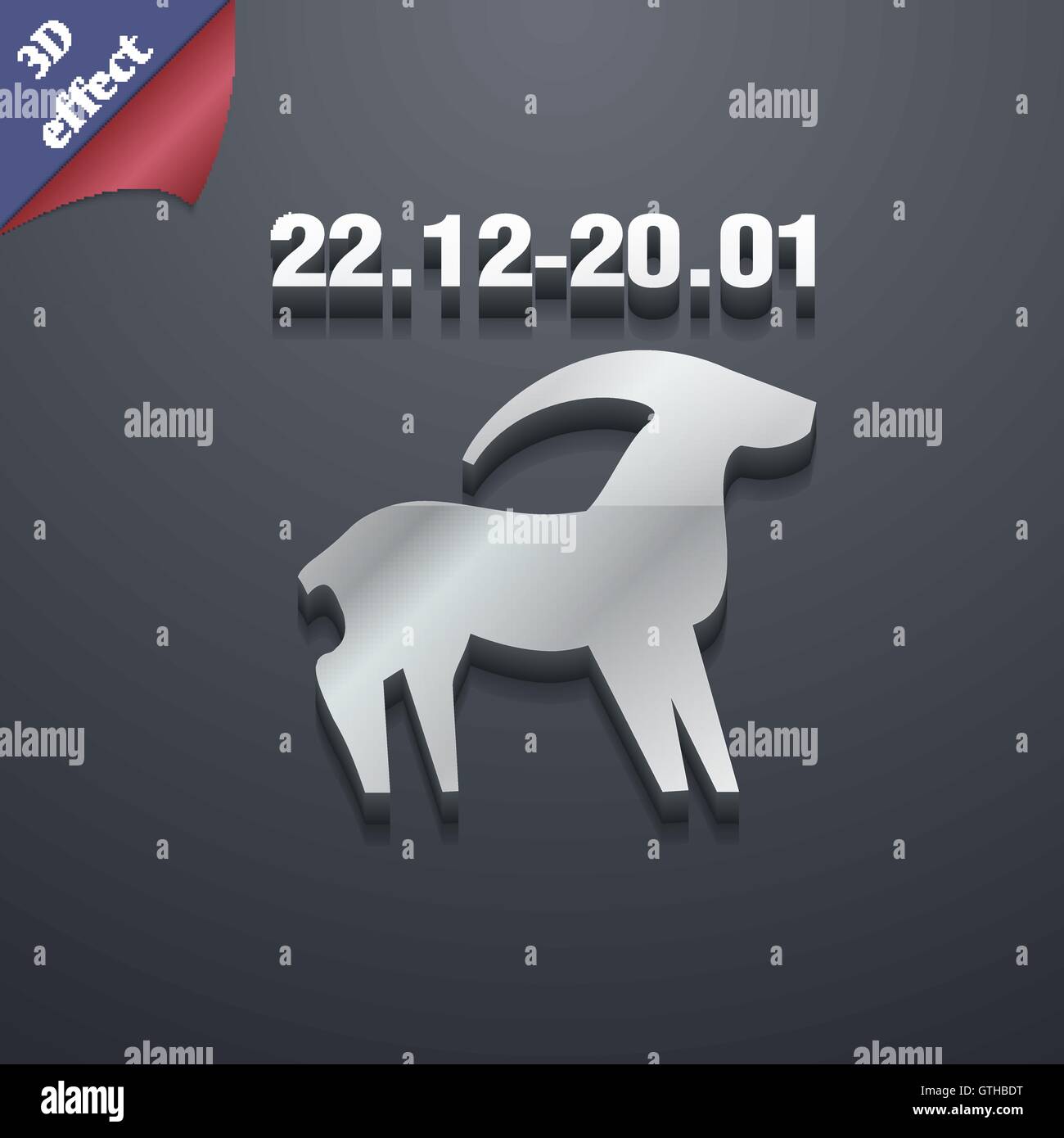 Capricorn icon symbol. 3D style. Trendy, modern design with space for ...