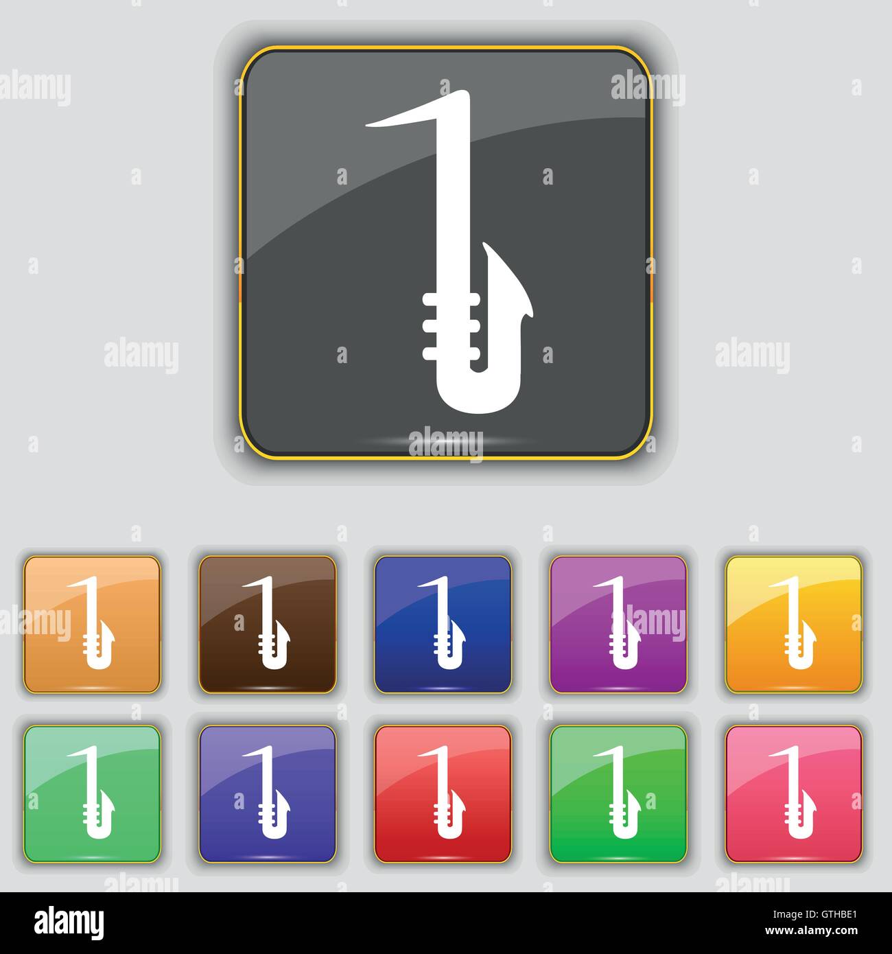 Saxophone icon sign set hi-res stock photography and images - Alamy