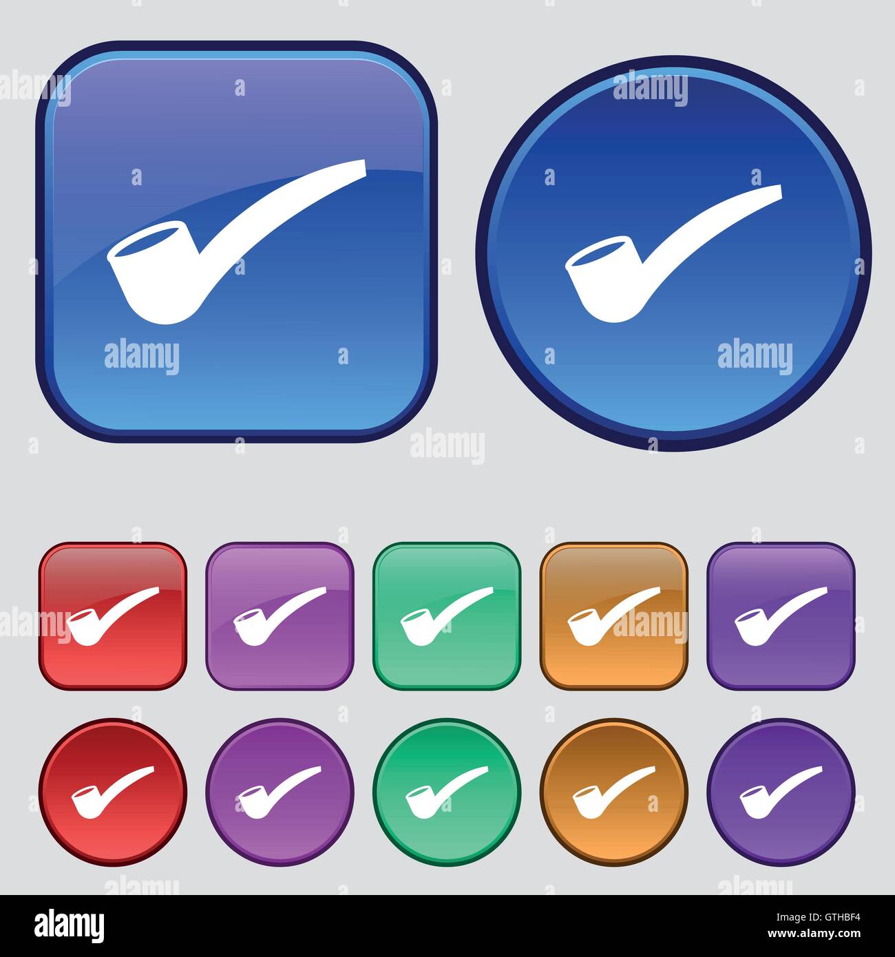 Smoking pipe icon sign. A set of twelve vintage buttons for your design ...