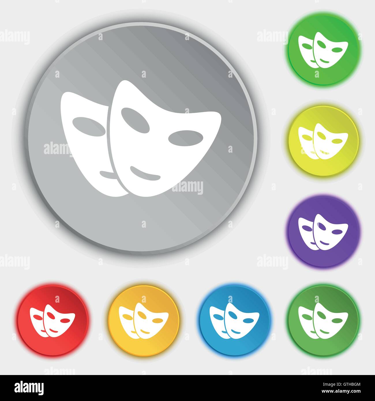 mask icon sign. Symbol on eight flat buttons. Vector Stock Vector Image ...