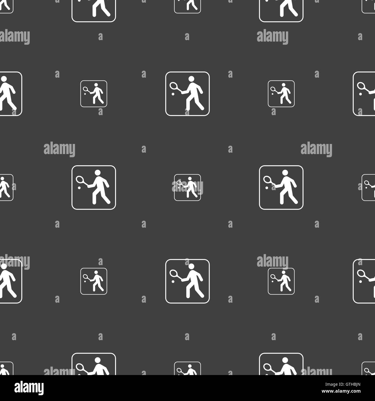 Tennis player sign. Seamless pattern on a gray background. Vector Stock ...