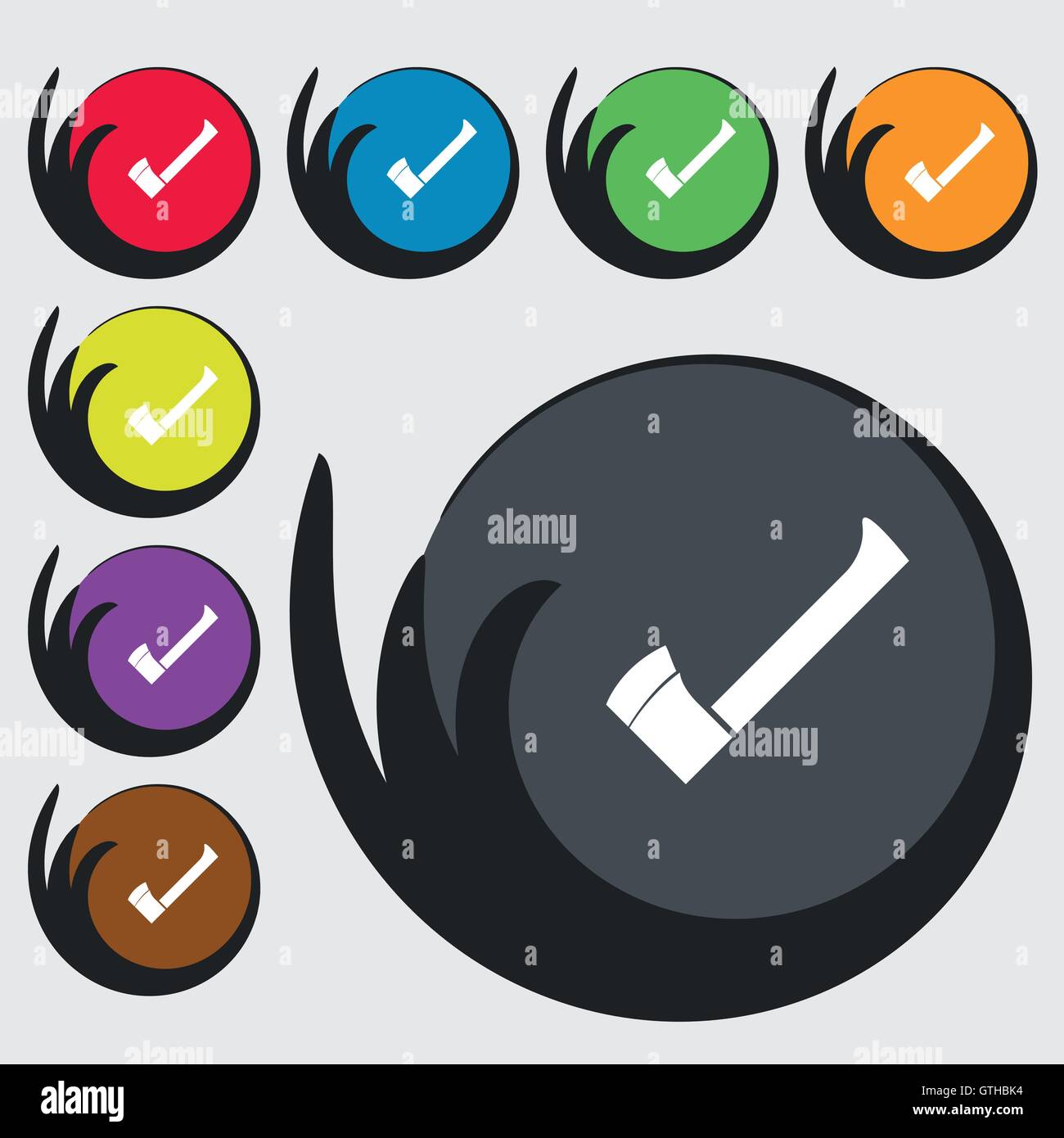 axe icon sign. Symbols on eight colored buttons. Vector Stock Vector ...