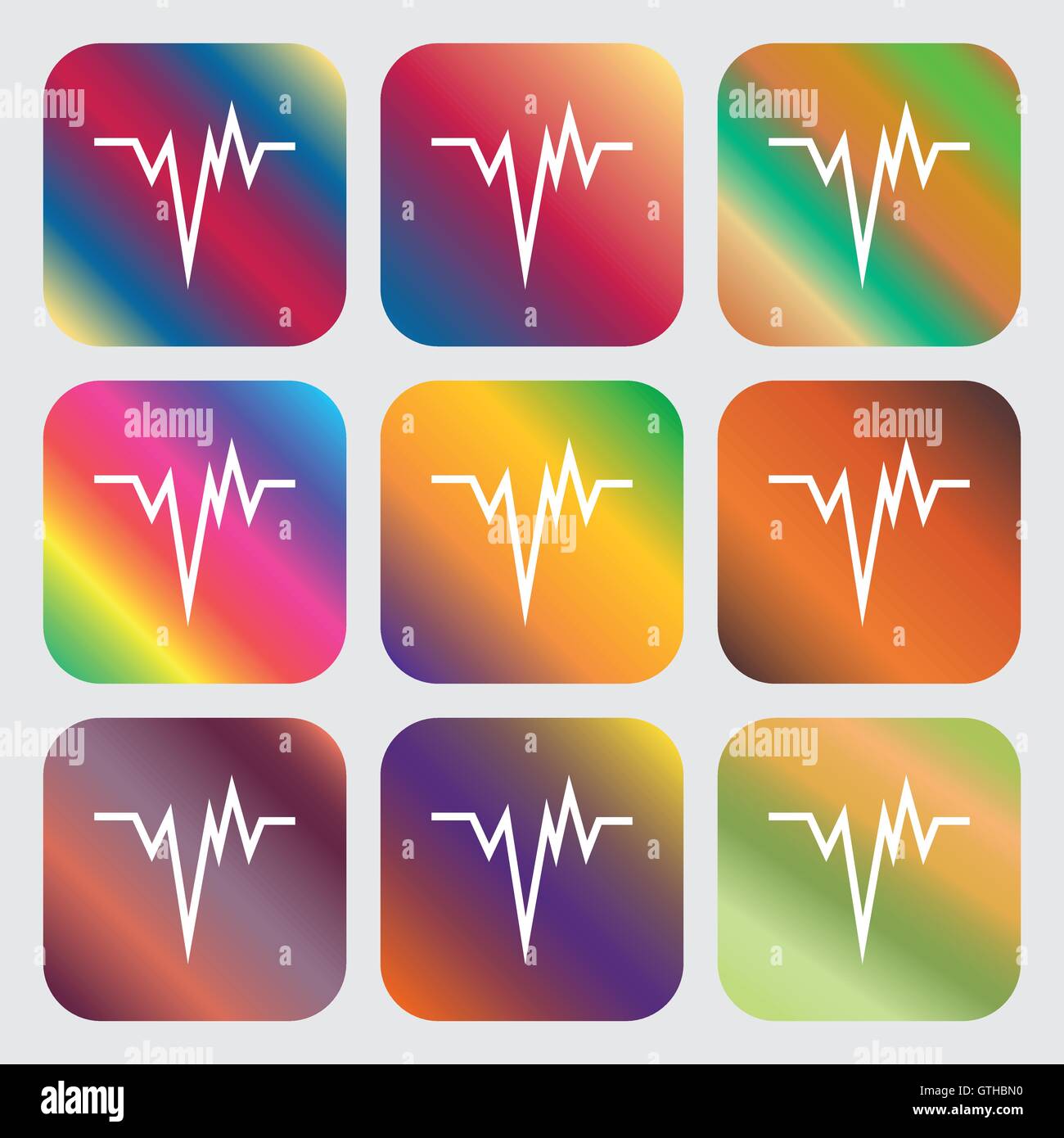 pulse Icon . Nine buttons with bright gradients for beautiful design ...