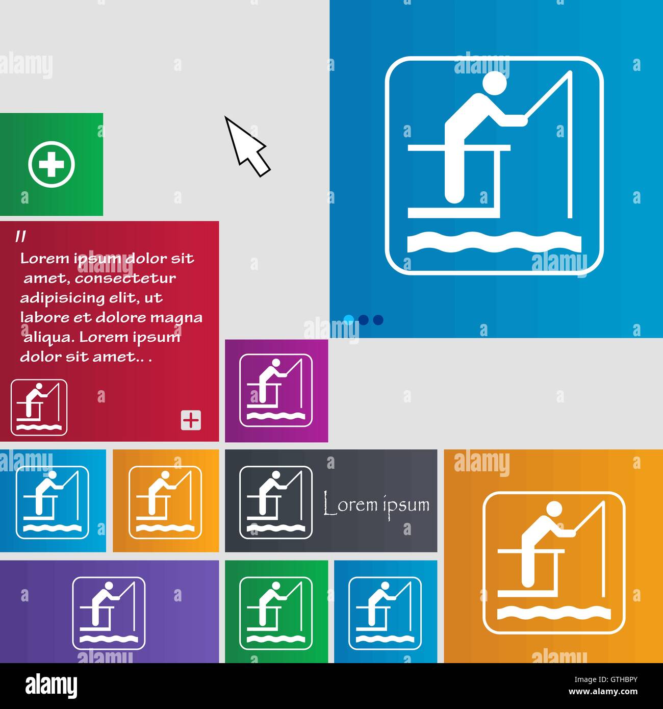 fishing icon sign. buttons. Modern interface website buttons with ...