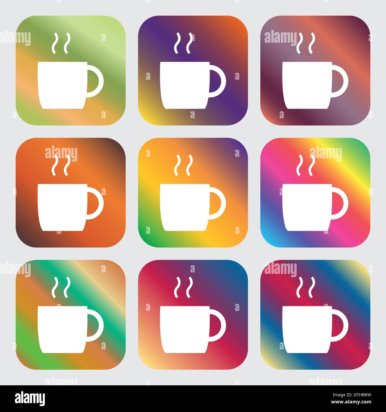 coffee icon . Nine buttons with bright gradients for beautiful design ...