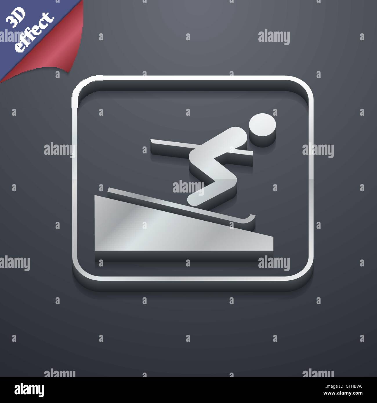 Skier icon symbol. 3D style. Trendy, modern design with space for your ...