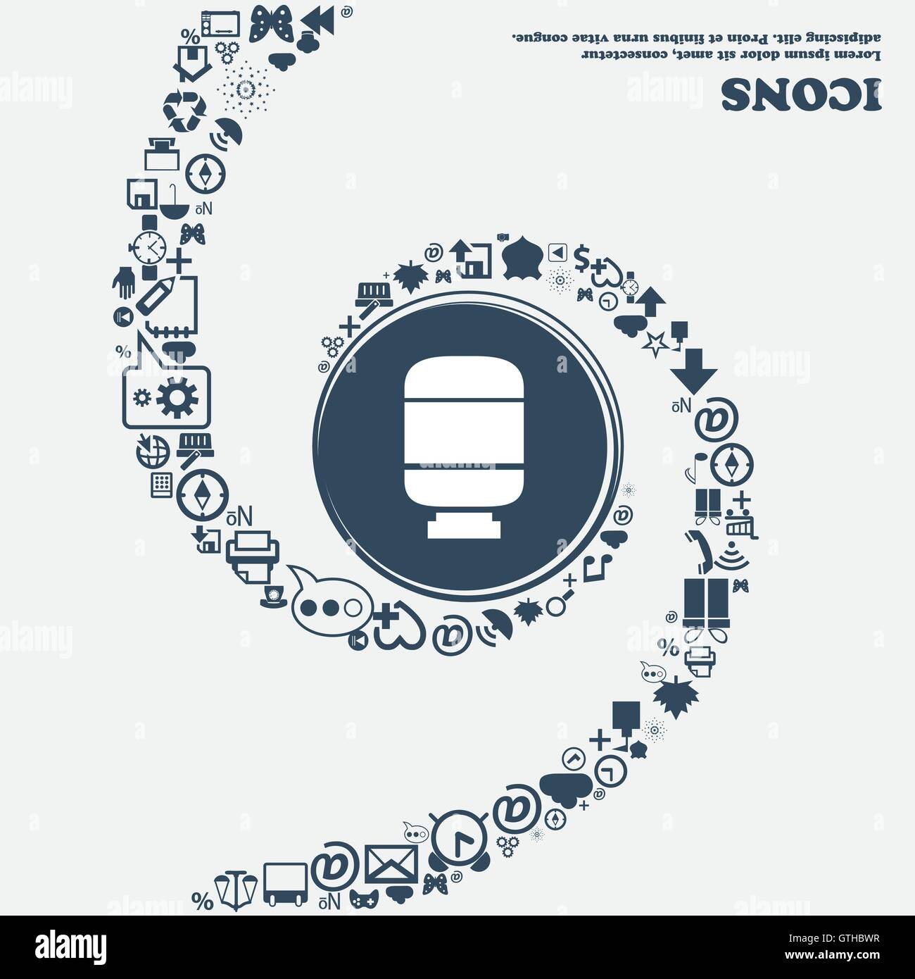 medication icon in the center. Around the many beautiful symbols ...