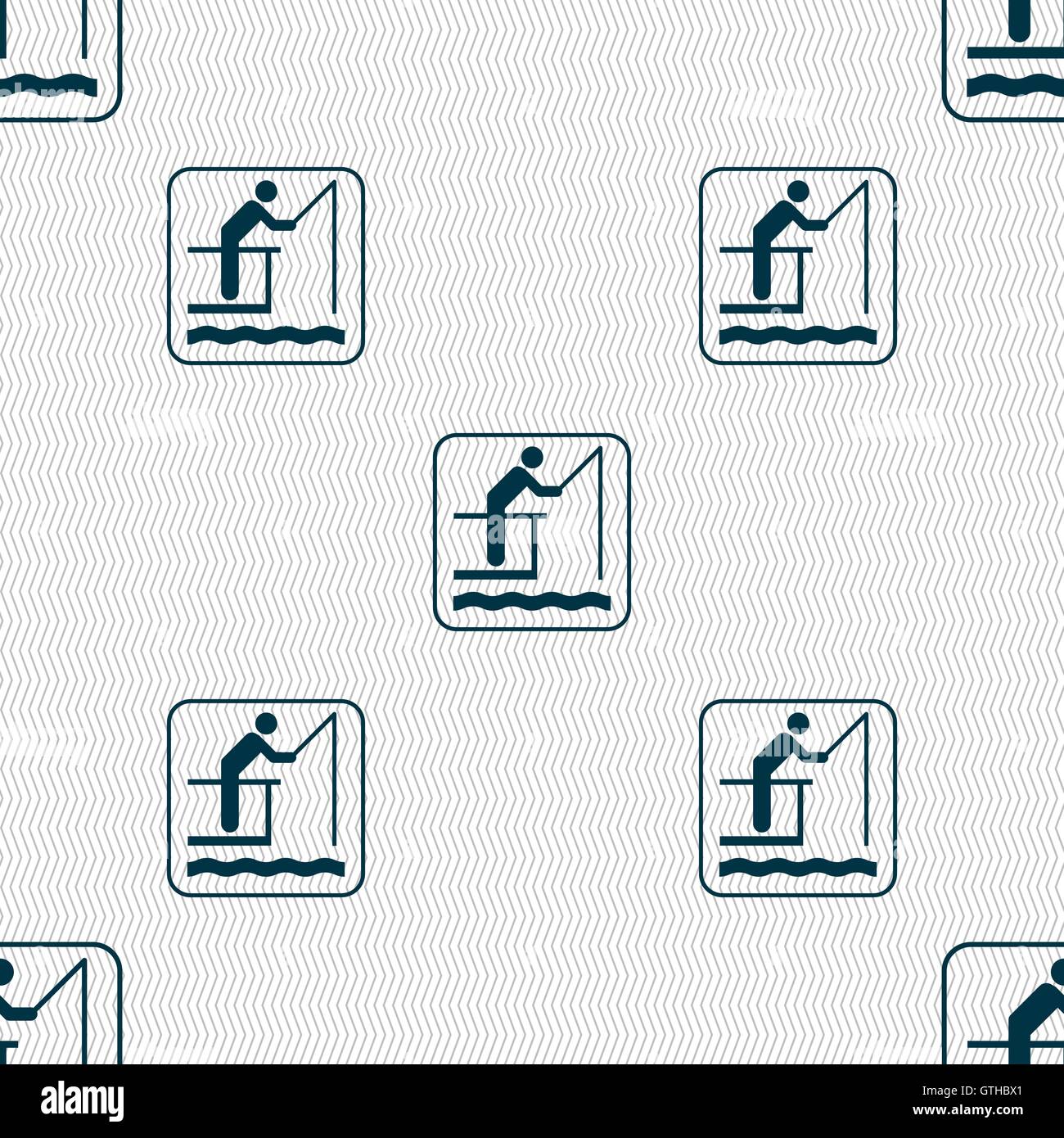 fishing sign. Seamless pattern with geometric texture. Vector Stock ...