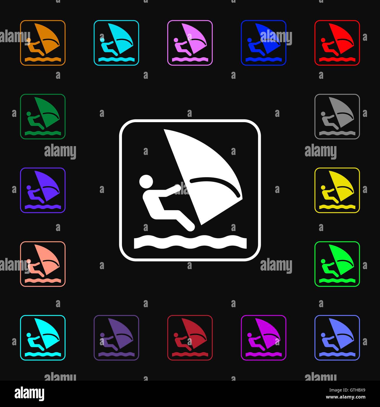 Windsurfing icon sign. Lots of colorful symbols for your design. Vector ...