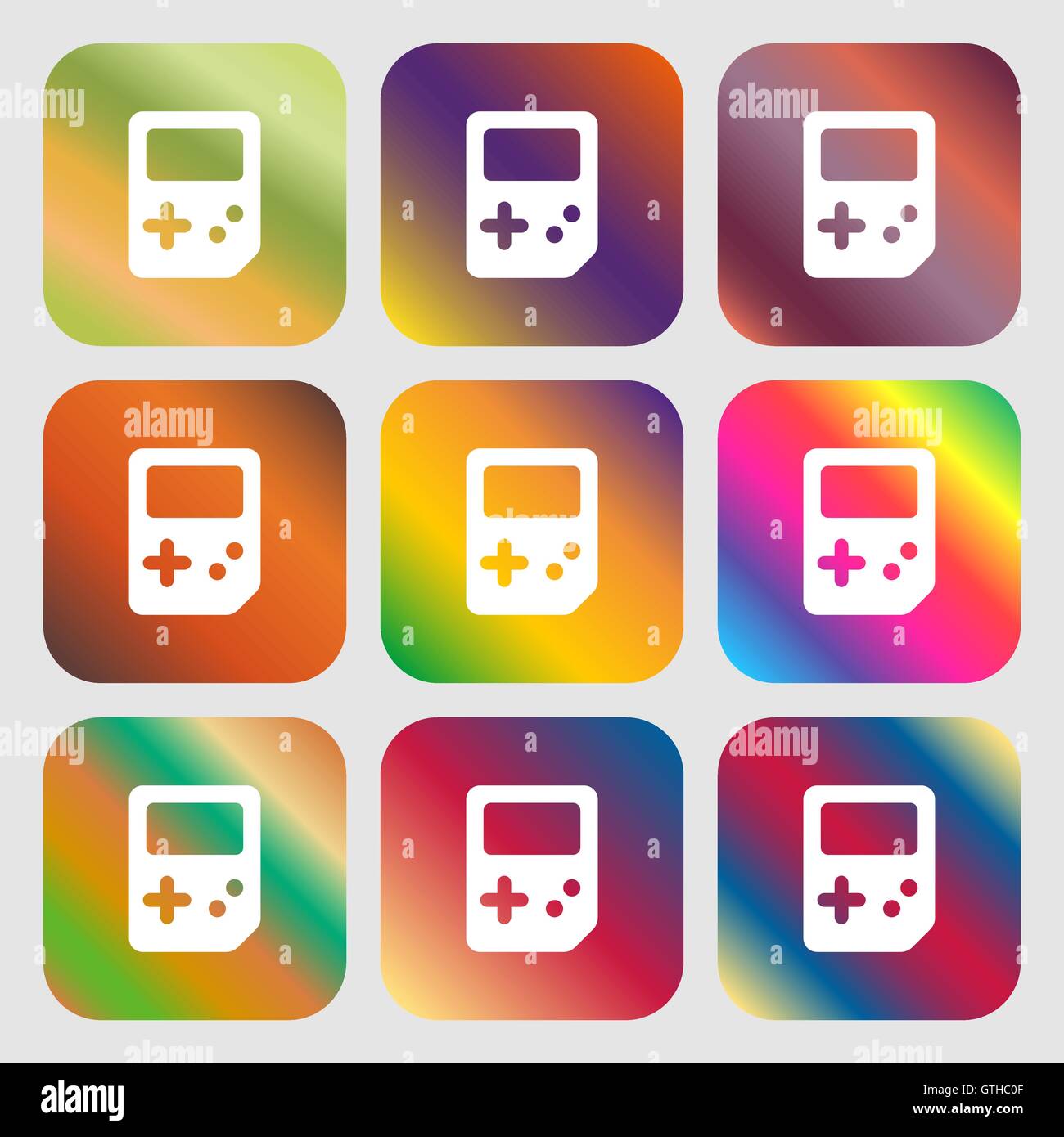 Tetris icon. Nine buttons with bright gradients for beautiful design ...