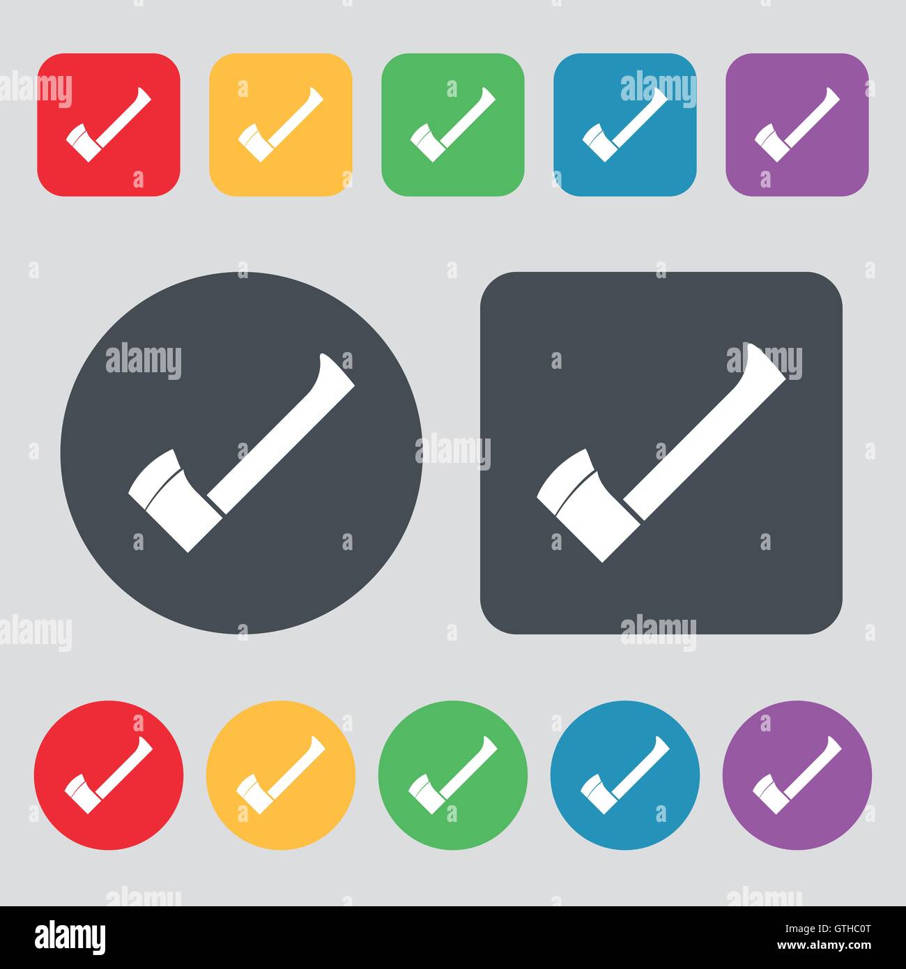 axe icon sign. A set of 12 colored buttons. Flat design. Vector Stock ...