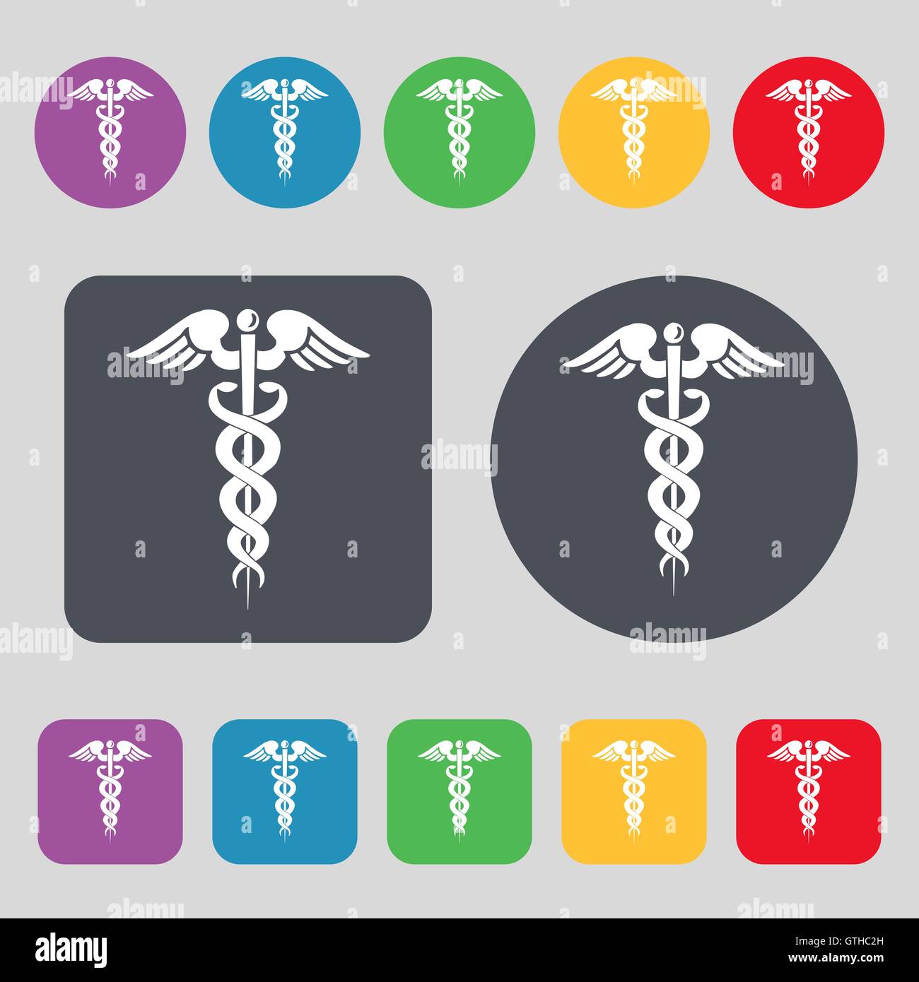 medicine icon sign. A set of 12 colored buttons. Flat design. Vector ...