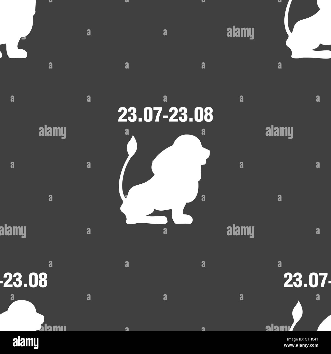 Leo zodiac sign. Seamless pattern on a gray background. Vector Stock ...