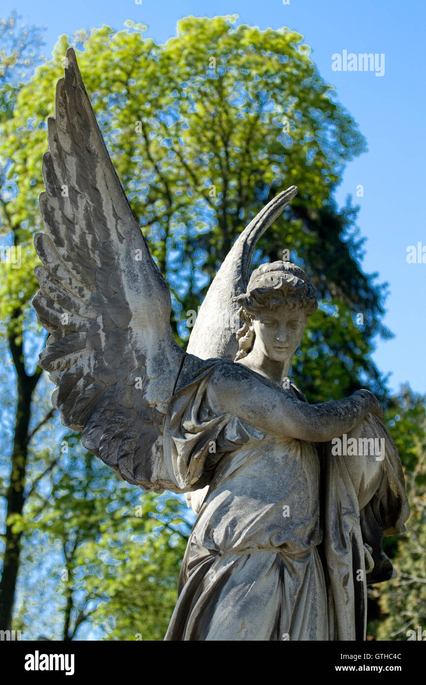 Old cemetery angel sculpture made of stone Stock Photo - Alamy