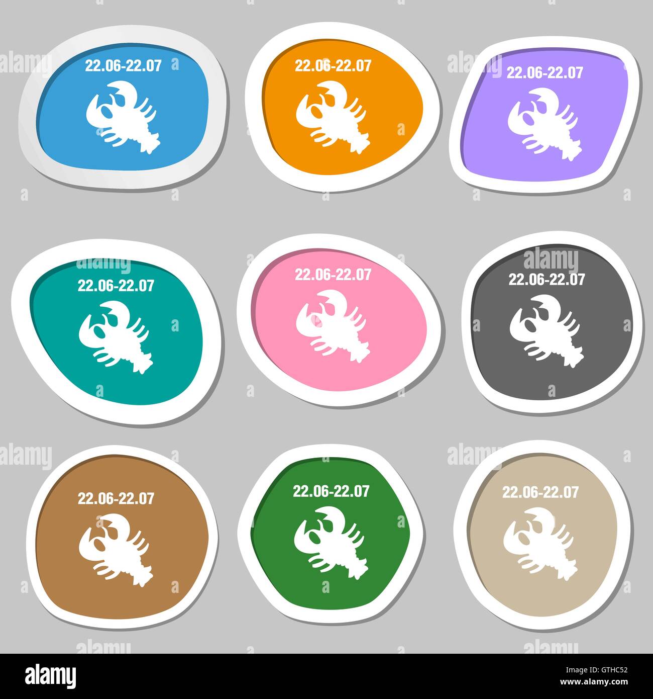 zodiac Cancer symbols. Multicolored paper stickers. Vector Stock Vector ...