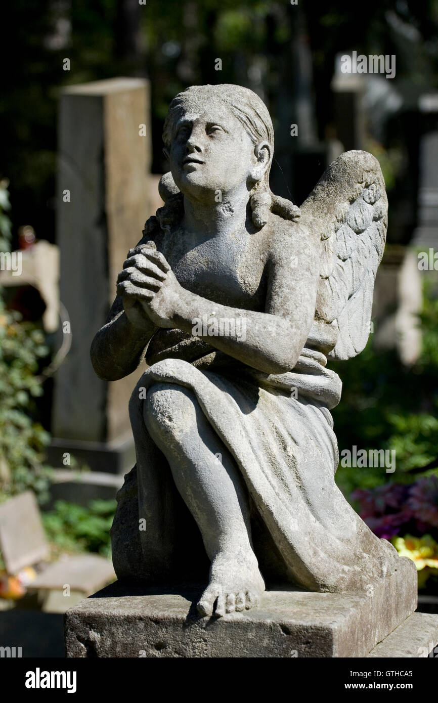 Old cemetery angel sculpture made of stone Stock Photo - Alamy