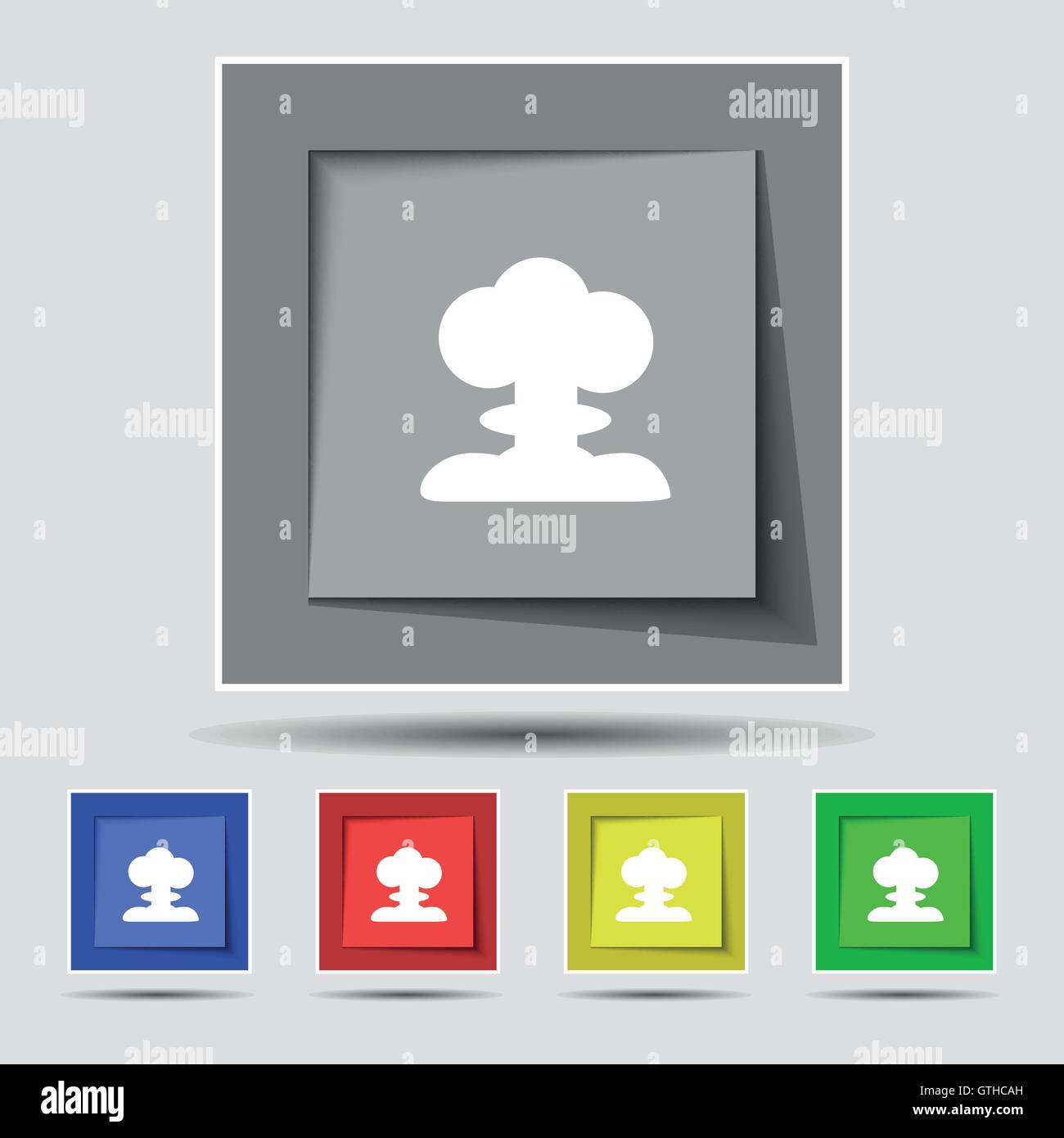 Explosion Icon sign on original five colored buttons. Vector Stock ...