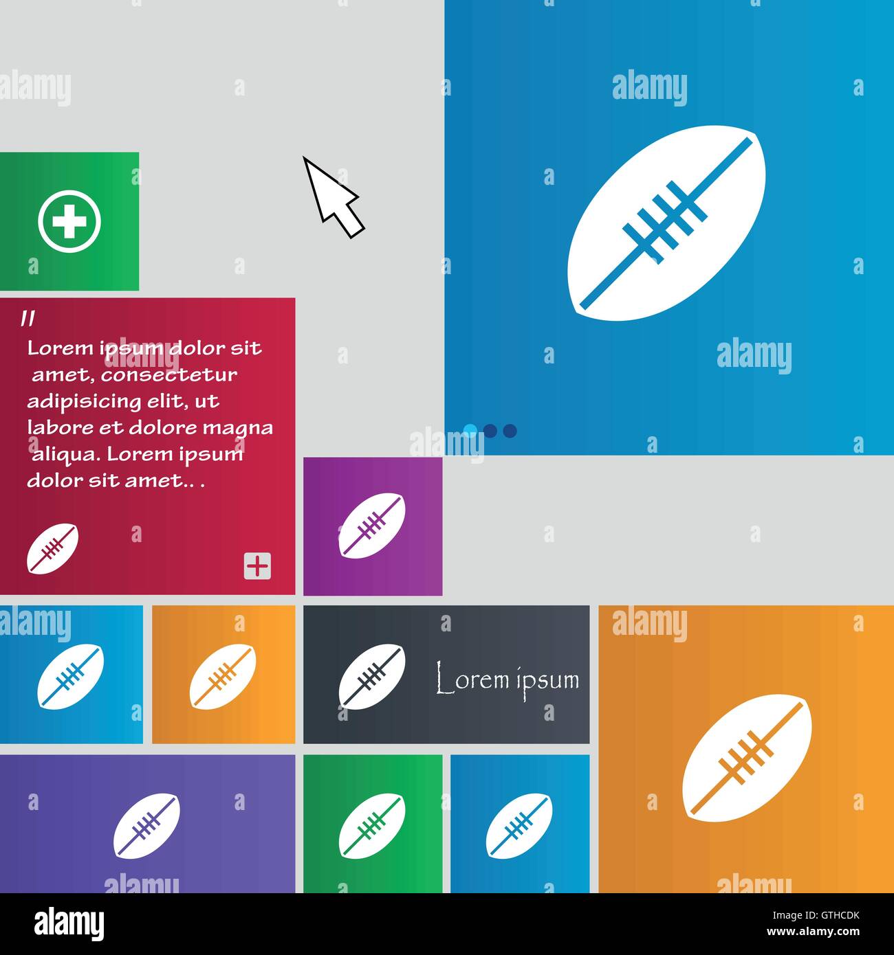 American Football icon sign. buttons. Modern interface website buttons with cursor pointer ...